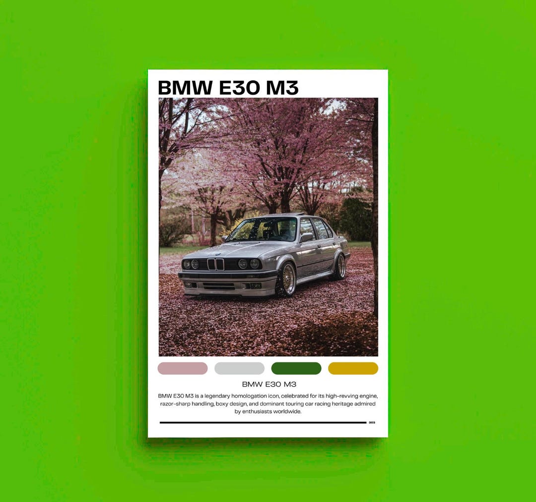 BMW E30 M3 Poster Rolled Posters | Vintage Car Photography, Cherry ...