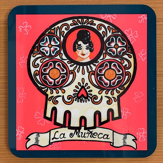 La Muneca the Doll Calavera Loteria Hardboard Tile Coaster | Etsy