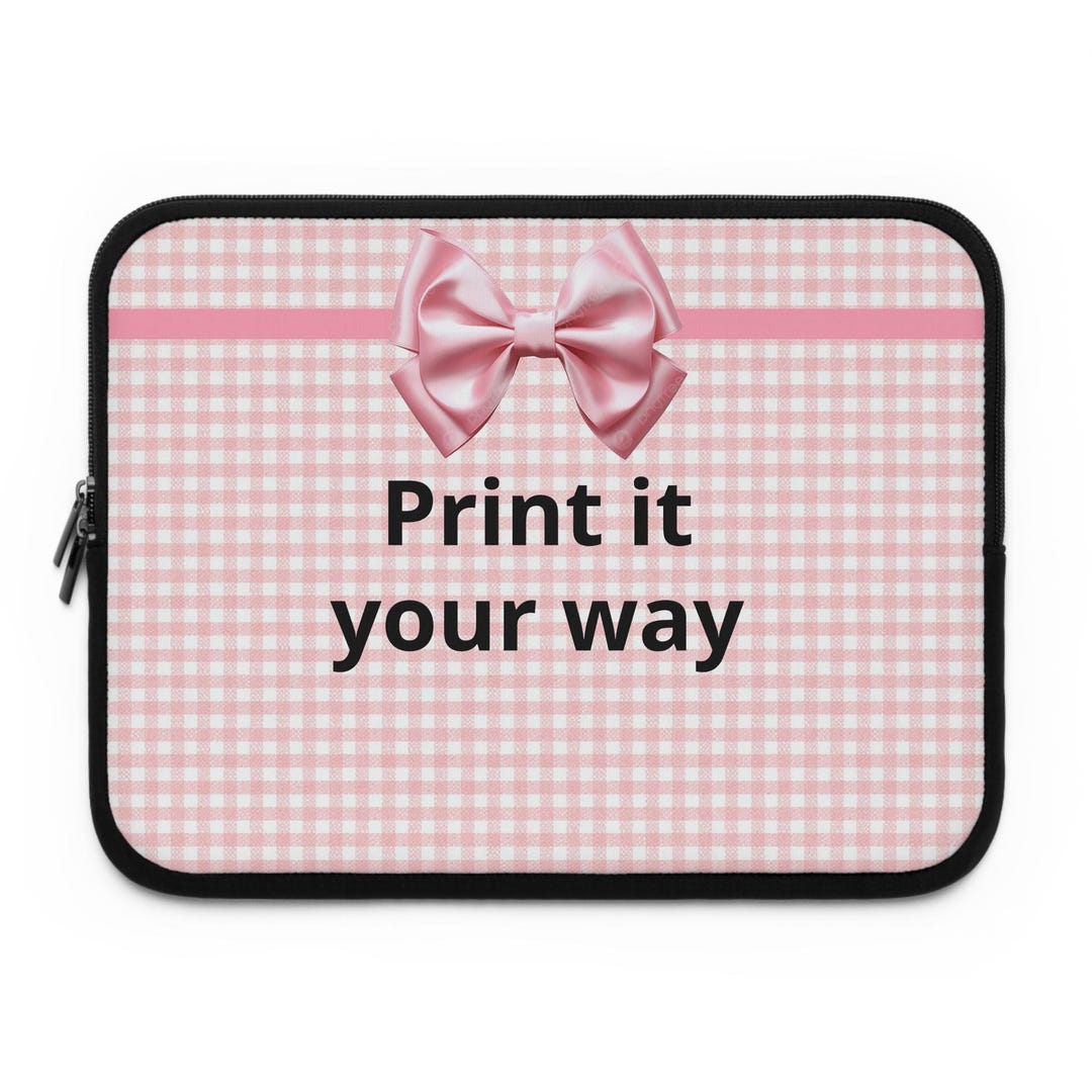 Pink Gingham Check Laptop Sleeve | Pastel Plaid Computer Case - Etsy