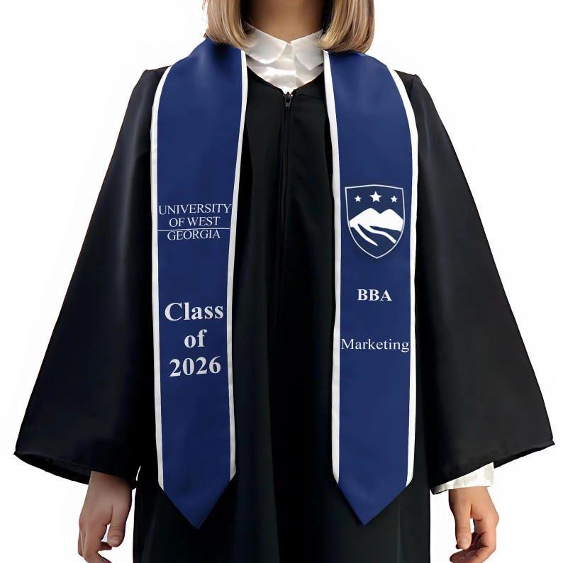 Custom Printed Graduation Stole, Personalized Name, Logo, Class of 2026 ...