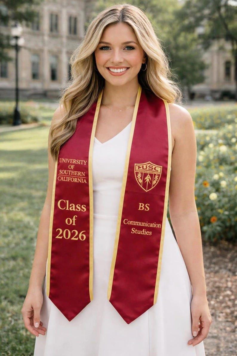 Custom Printed Graduation Stole, Personalized Name, Logo, Class of 2026 ...