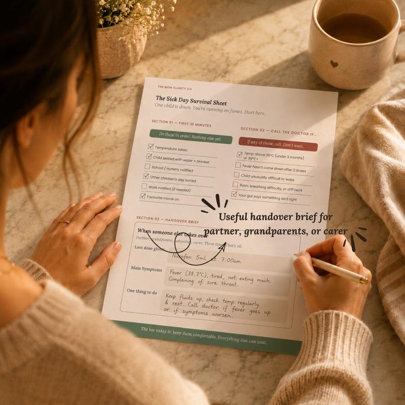 Kids Sick Day Survival Sheet | Printable Medicine Log for up to 3 ...