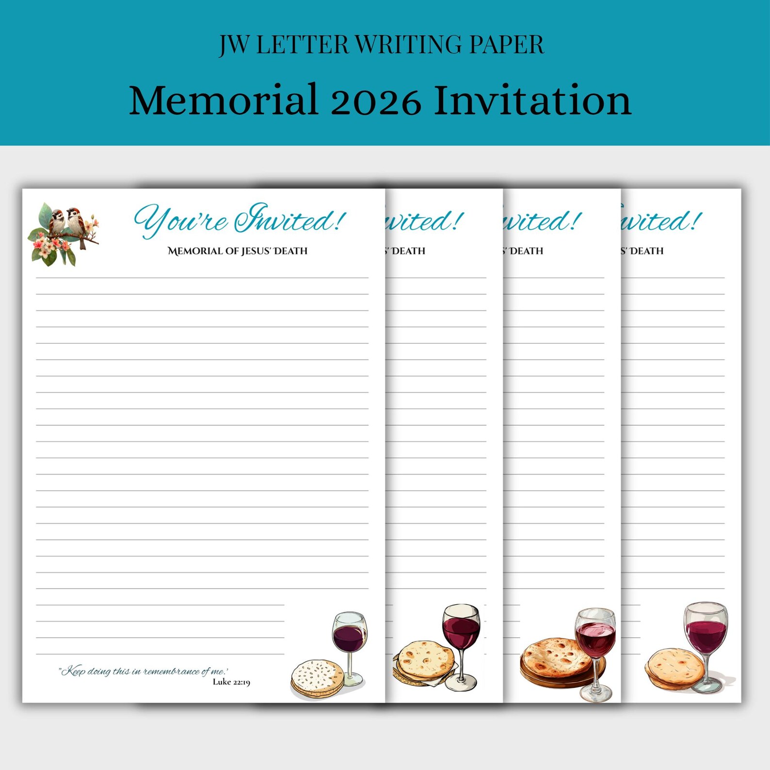 Memorial Invitation Stationery - JW Letter Writing Paper (digital ...