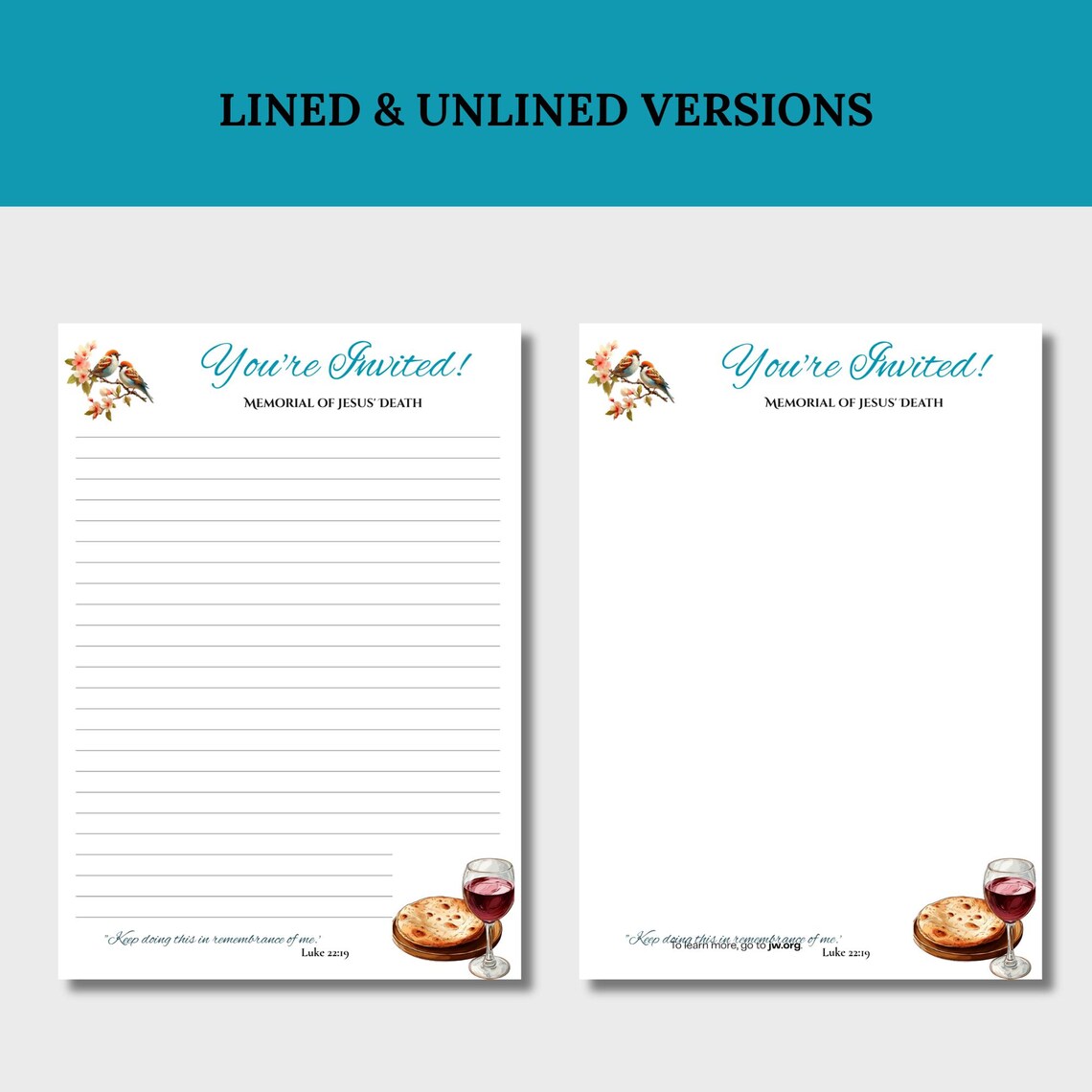 Memorial Invitation Stationery - JW Letter Writing Paper (digital ...
