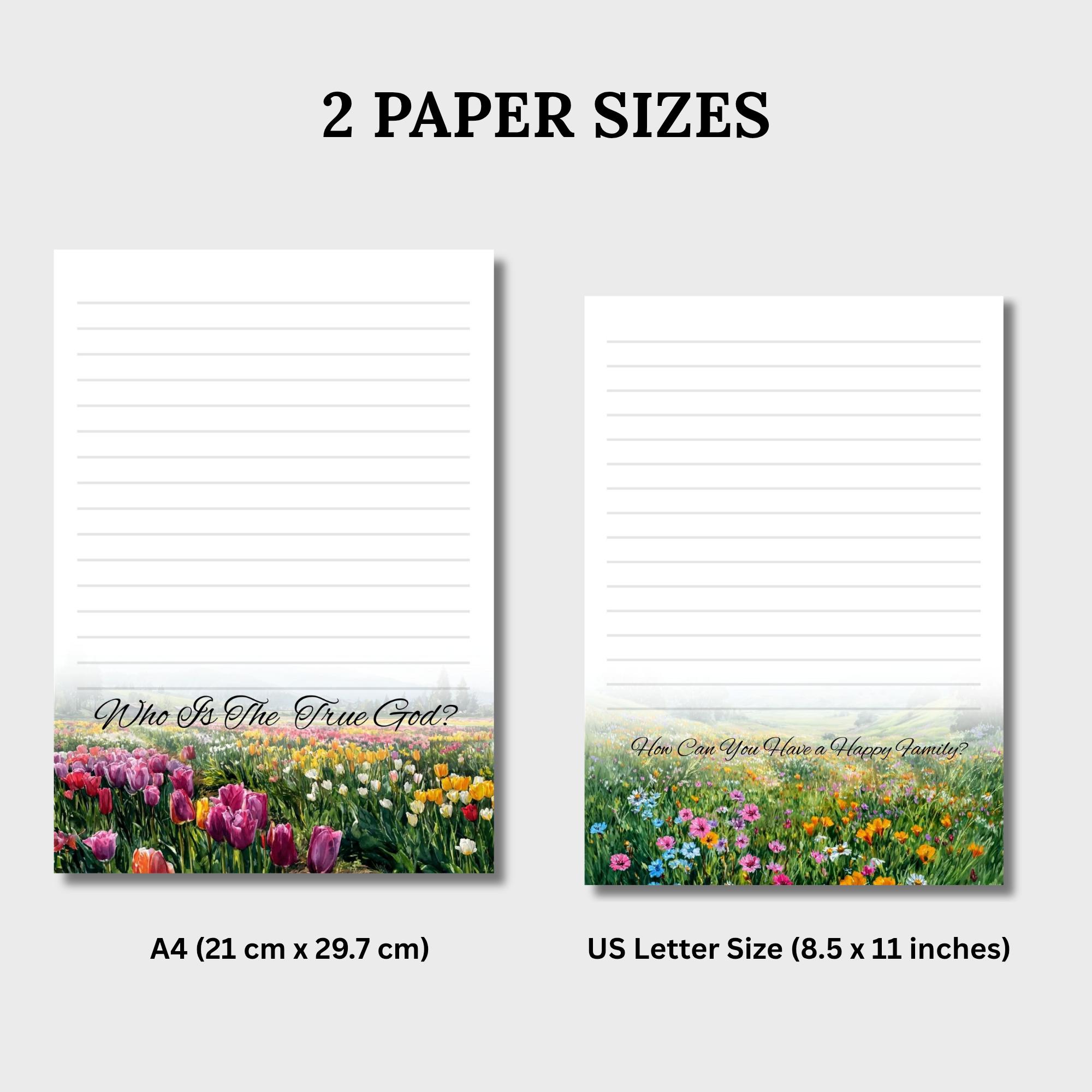 JW Letter Writing Paper - Flowers Design, Bible Verse (printable, A4 ...