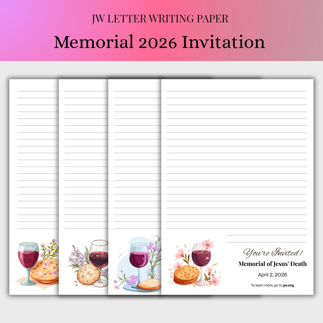 2026 Memorial Invitation Stationery - JW Letter Writing Paper ...