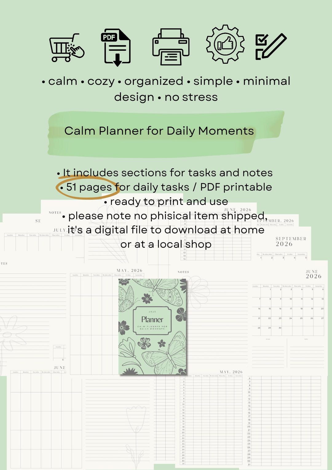 Minimal Calm Planner - Printable PDF – for Tasks Appointments and Notes ...