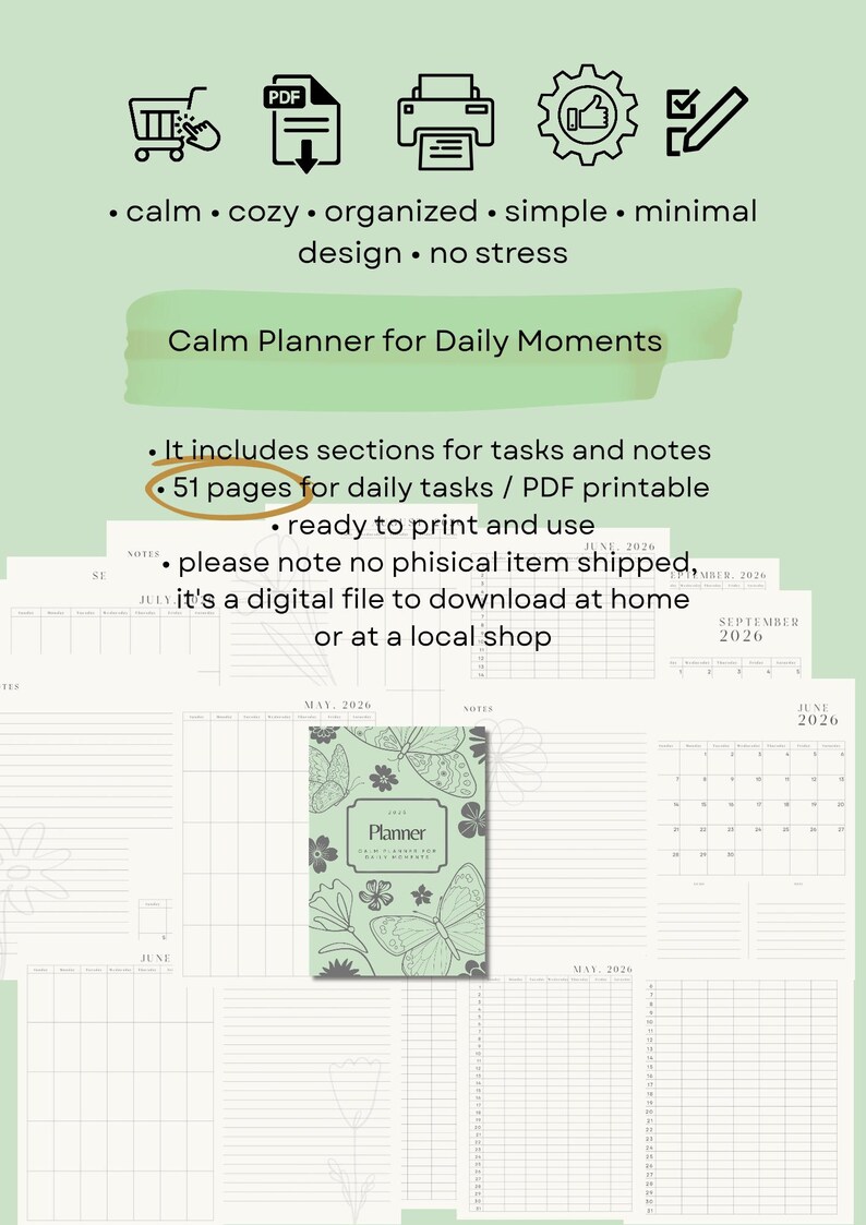 Minimal Calm Planner - Printable PDF – for Tasks Appointments and Notes ...