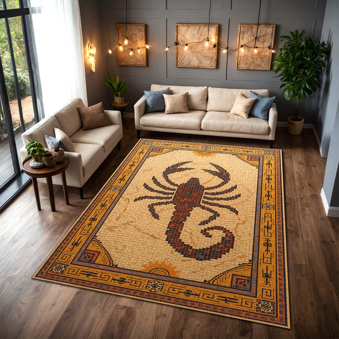 Ancient Scorpion Mosaic Area Rug, Scorpio Zodiac Astrology Carpet ...