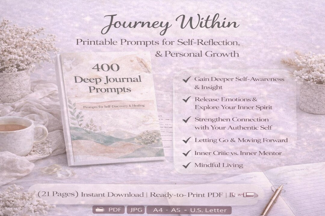 400 Deep Journal Prompts Self-discovery and Healing Workbook Printable ...