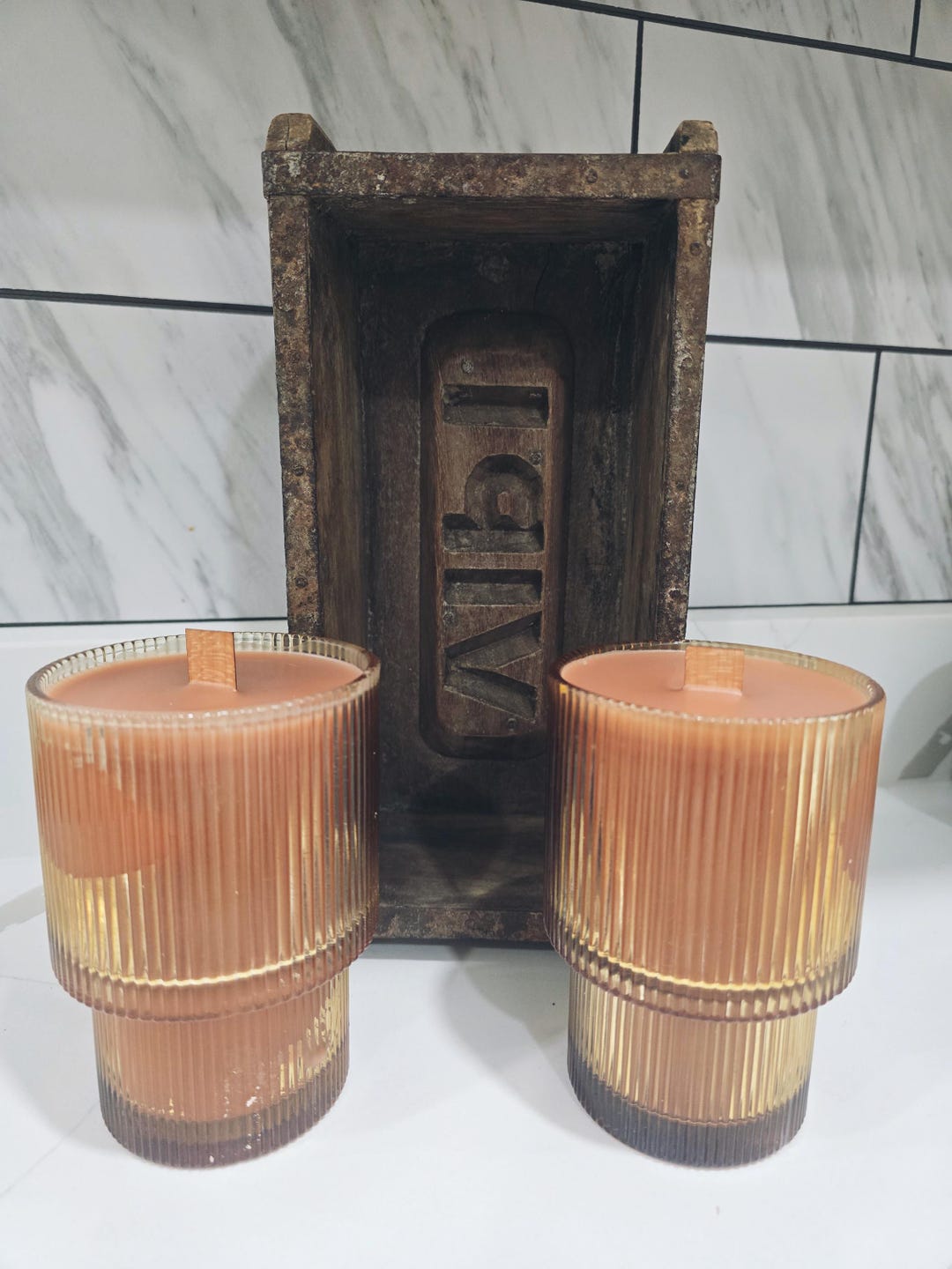 RH Candle Co. – Mid-century Ribbed Glass Candle Set (set of Two) - Etsy