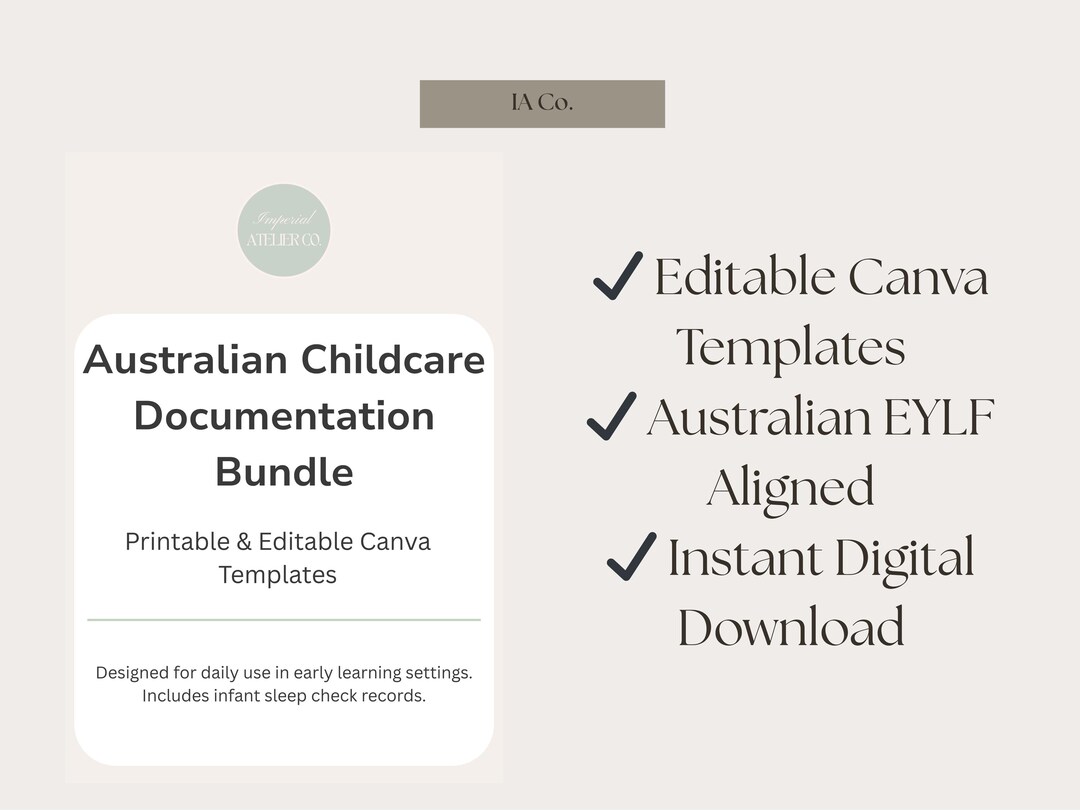 Australian Childcare Documentation Bundle | Editable Canva Templates ...