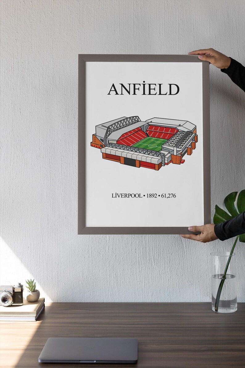 Anfield Stadium Line Art Print | Liverpool Stadium Minimal Poster ...