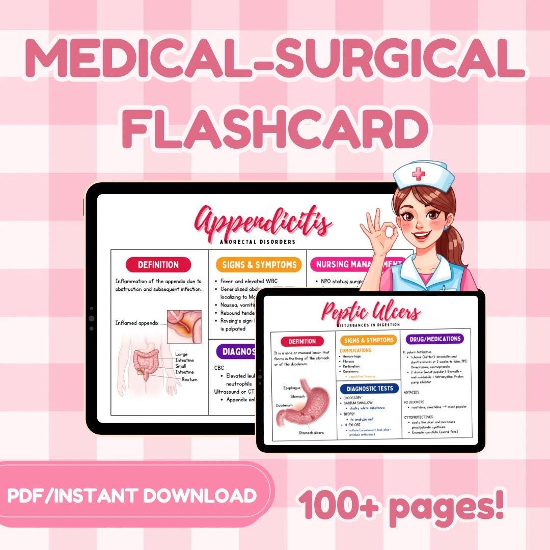 Medical Surgical Nursing Flashcard Notes Study Guide | 100+ Pages - Etsy