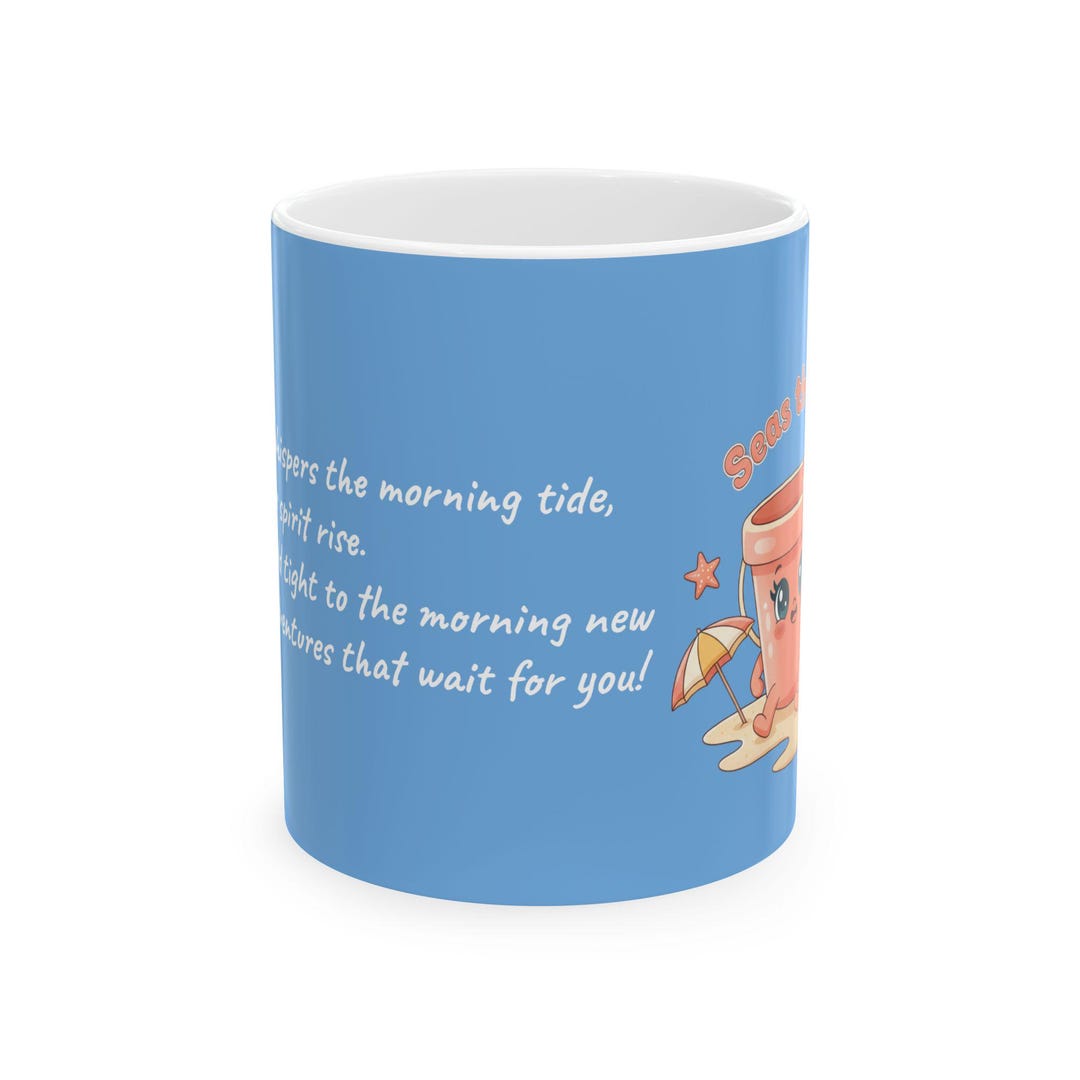 Playful Bucket-and-spade Illustration Mug | Inspirational Poem Ceramic ...