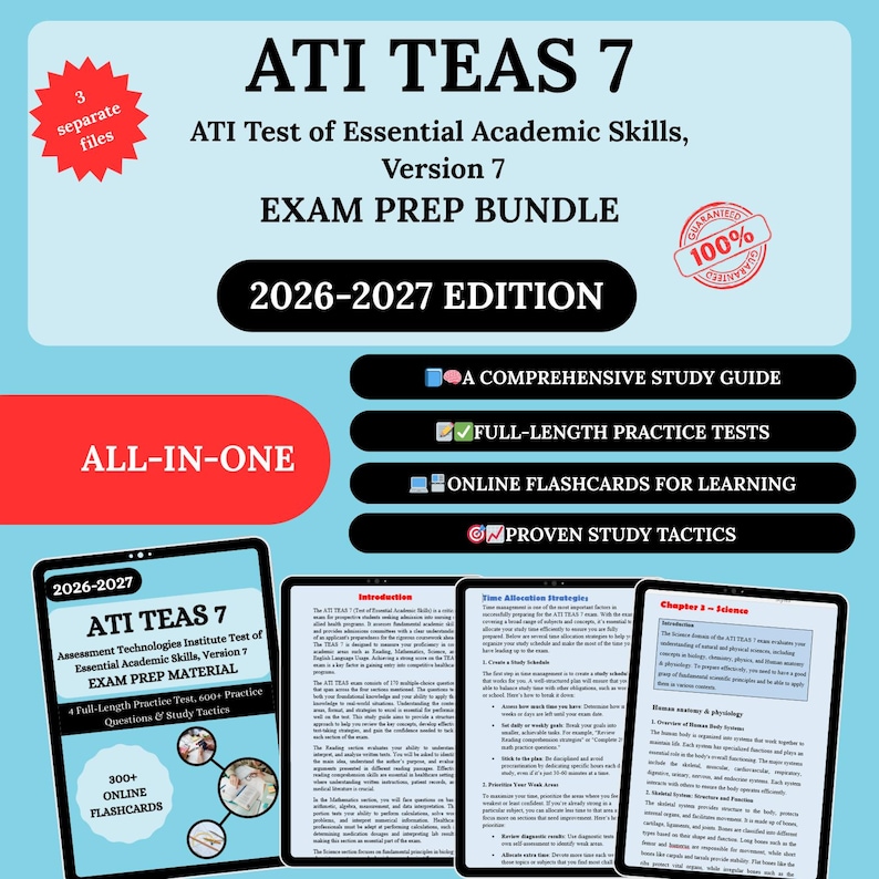 Ati Teas 7 Prep Bundle 2026 | Ati Teas 7 | Ati Teas 7 Study Guide | Ati ...