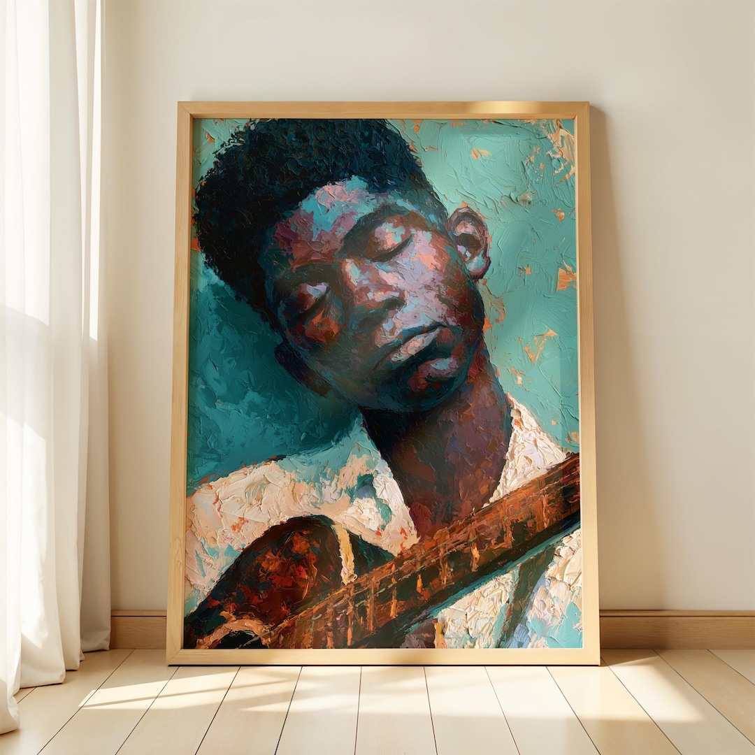 Moody African Blues Musician Art - Modern Soulful Portrait, Textured ...
