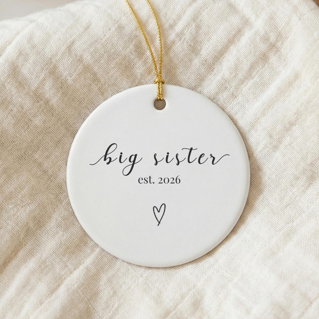 Big Sister Announcement Ornament | Sibling Reveal Gift for Kids ...