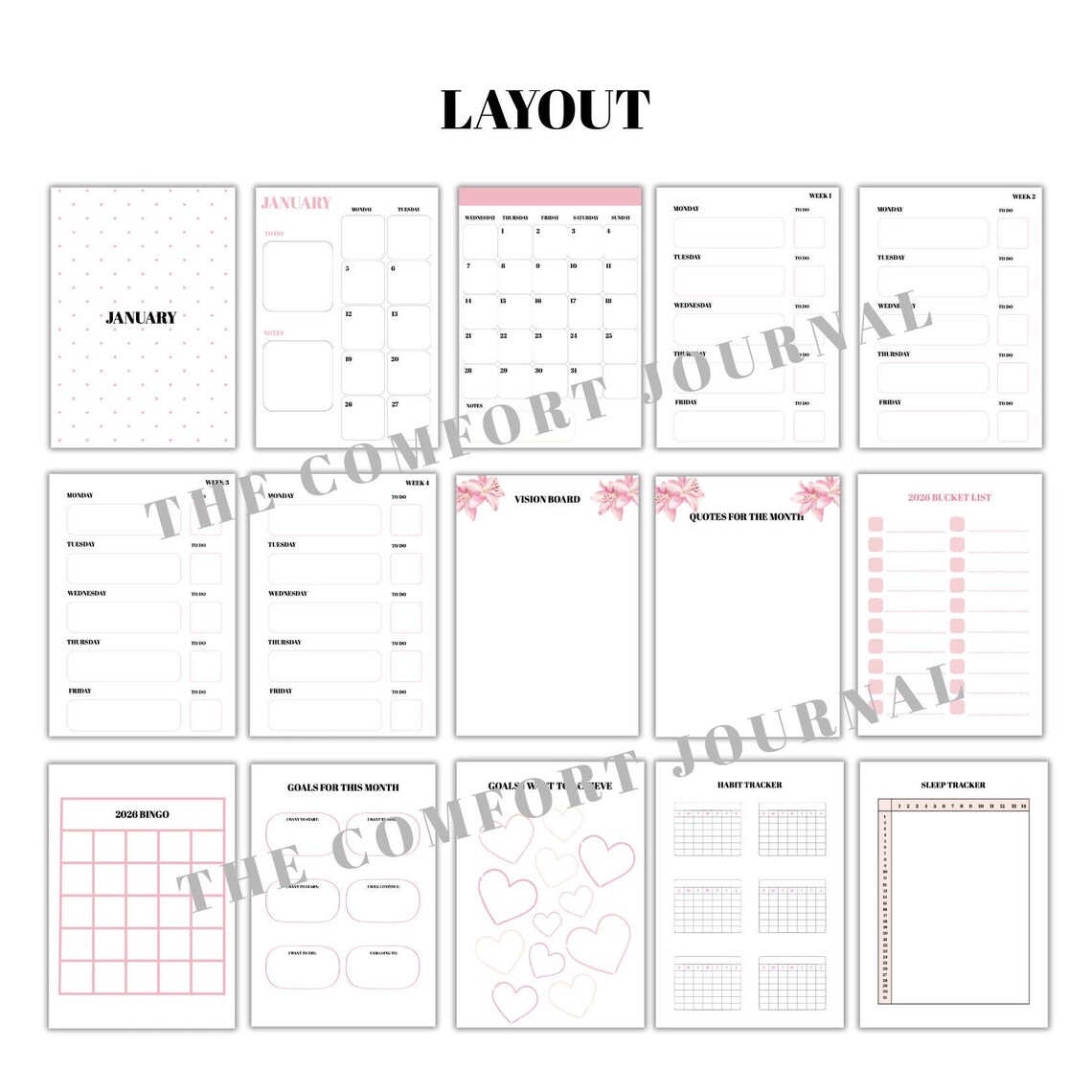 2026 January Planner | January Template | Monthly Tracker | Bullet ...