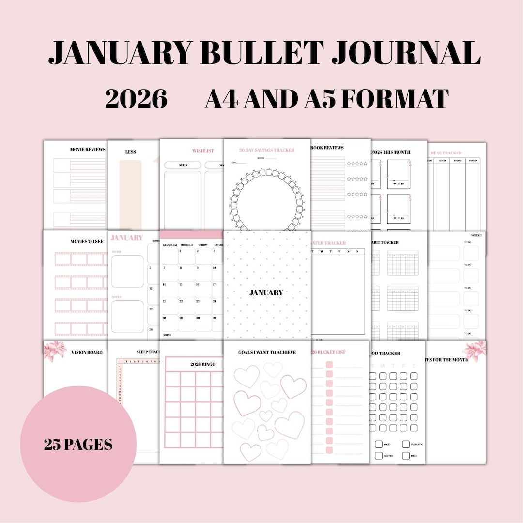 2026 January Planner | January Template | Monthly Tracker | Bullet ...
