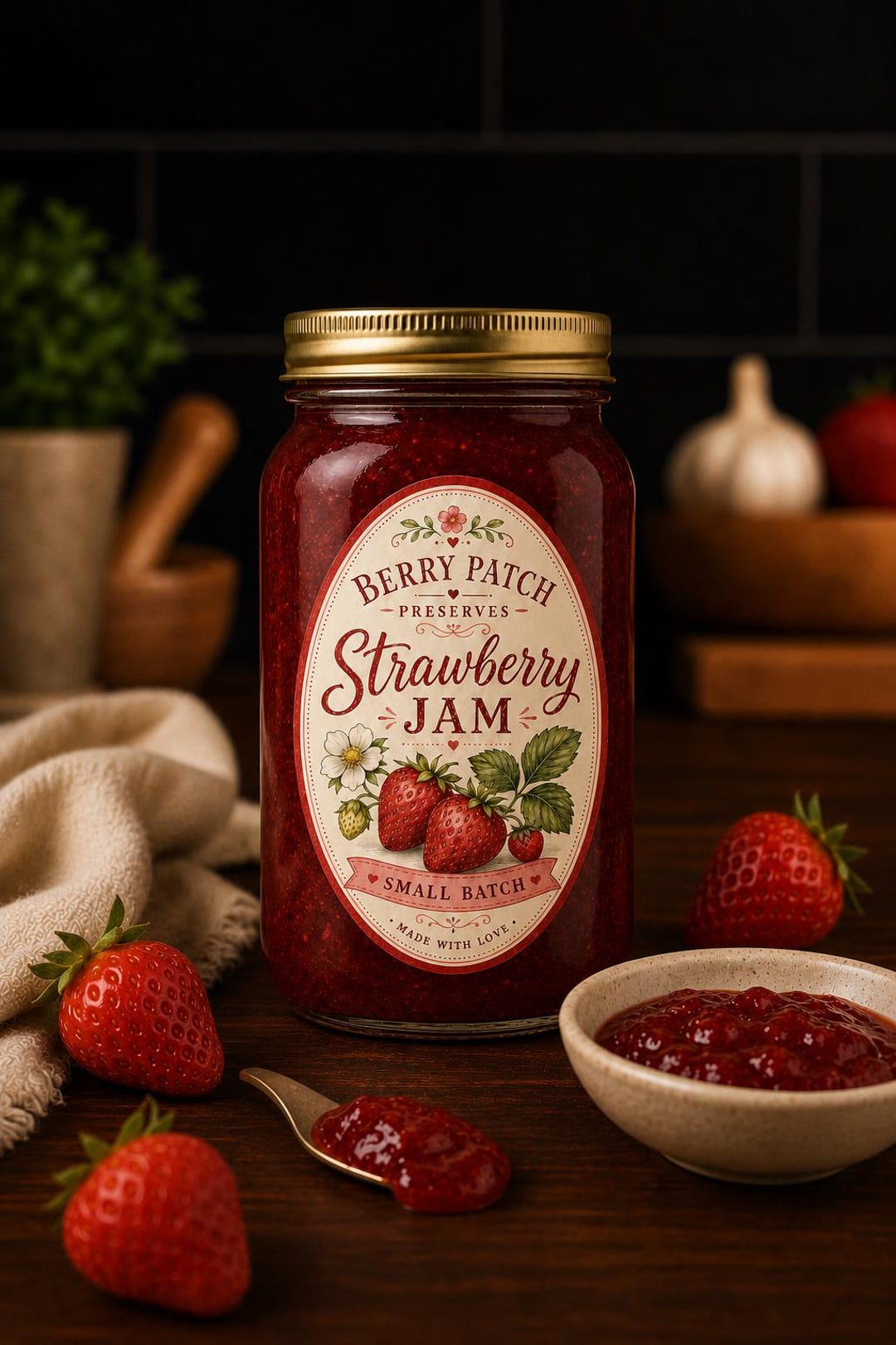 Custom Strawberry Jam Jar Labels | Personalized Water Resistant Jam ...