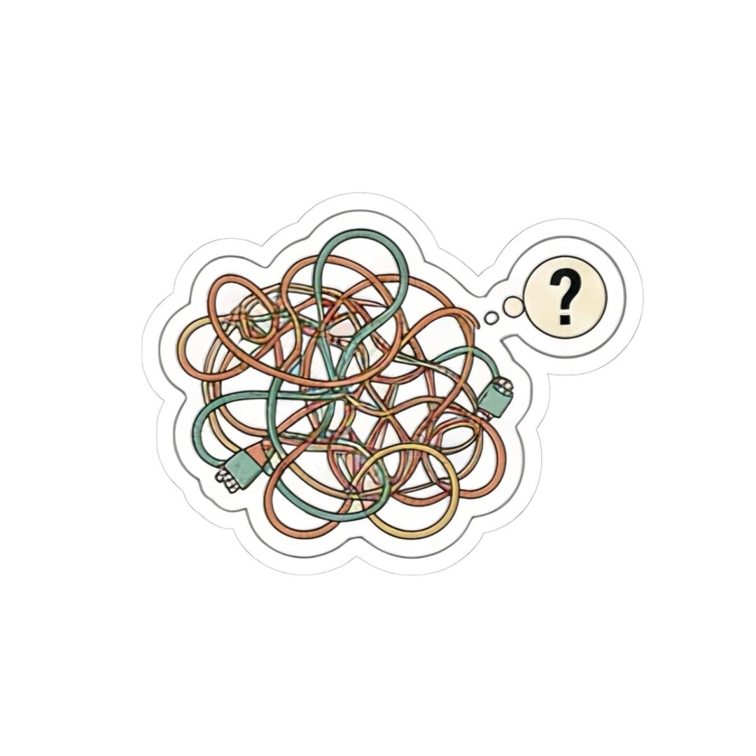 Tangled Wires Sticker - "what a Mess" Cable Decal - Funny Tech Vinyl ...