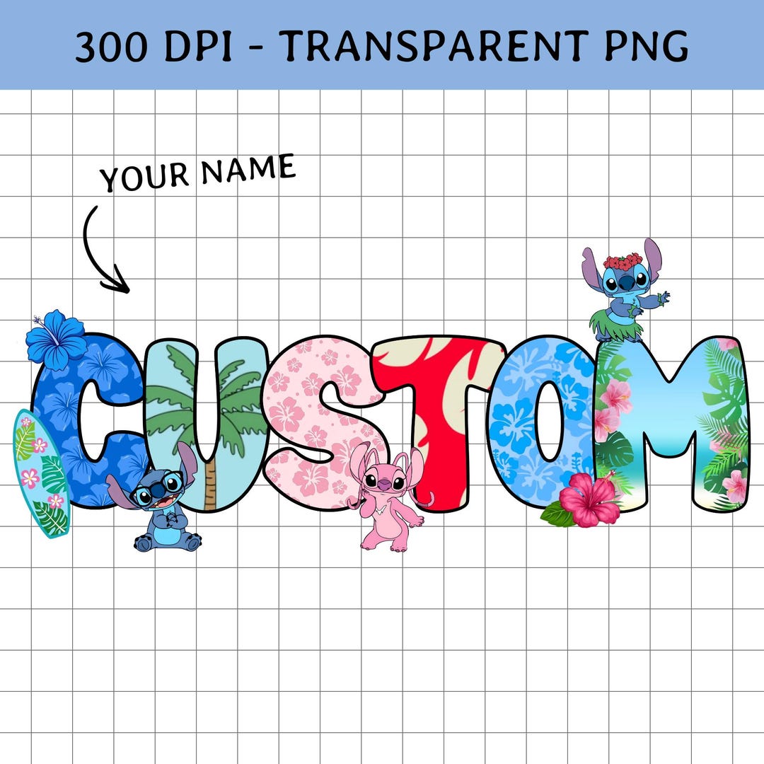 Custom Lilo Stitch Name PNG, Kids Name Art (digital Download) - Etsy