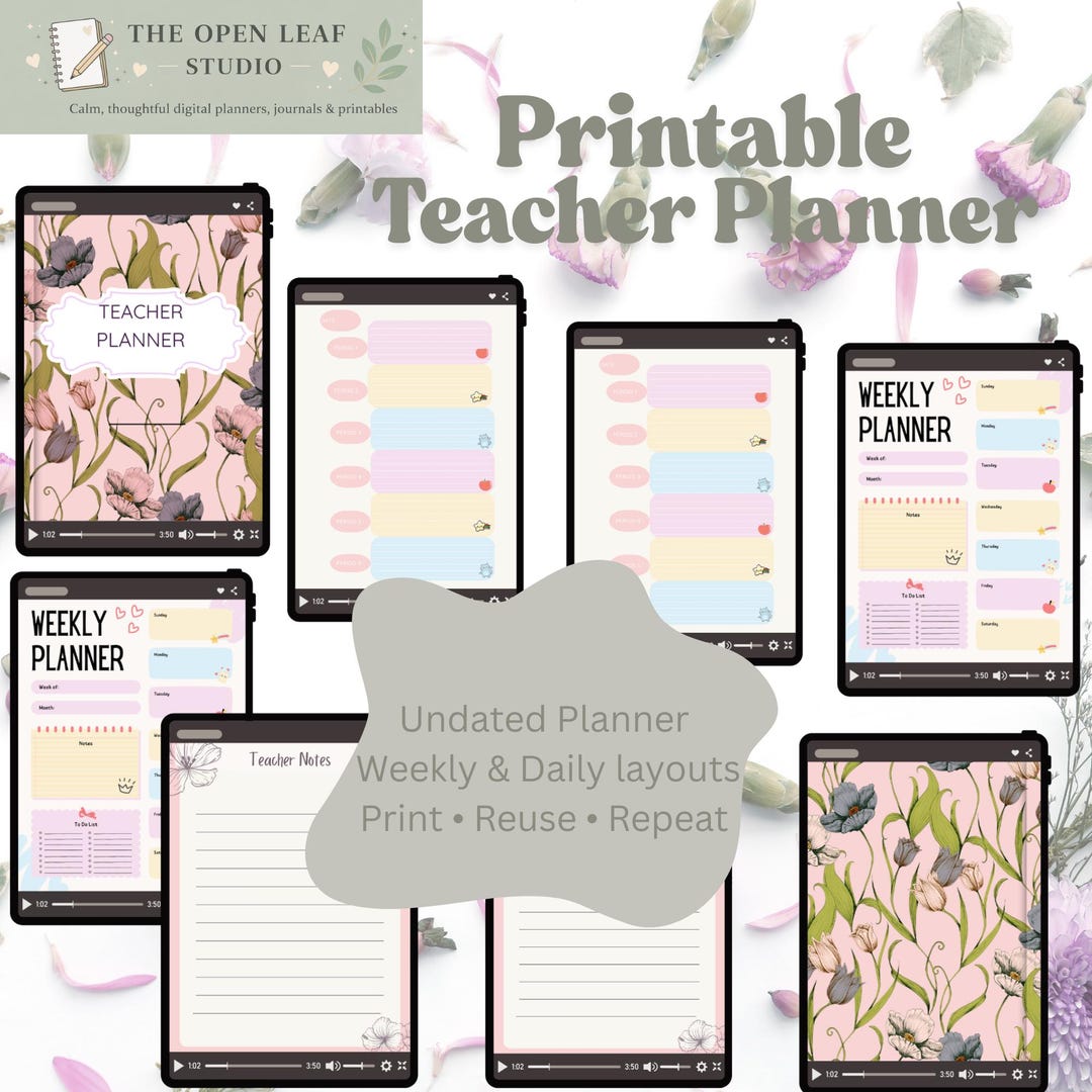 Reusable Teacher Weekly Planner | Printable Lesson Planning Template ...