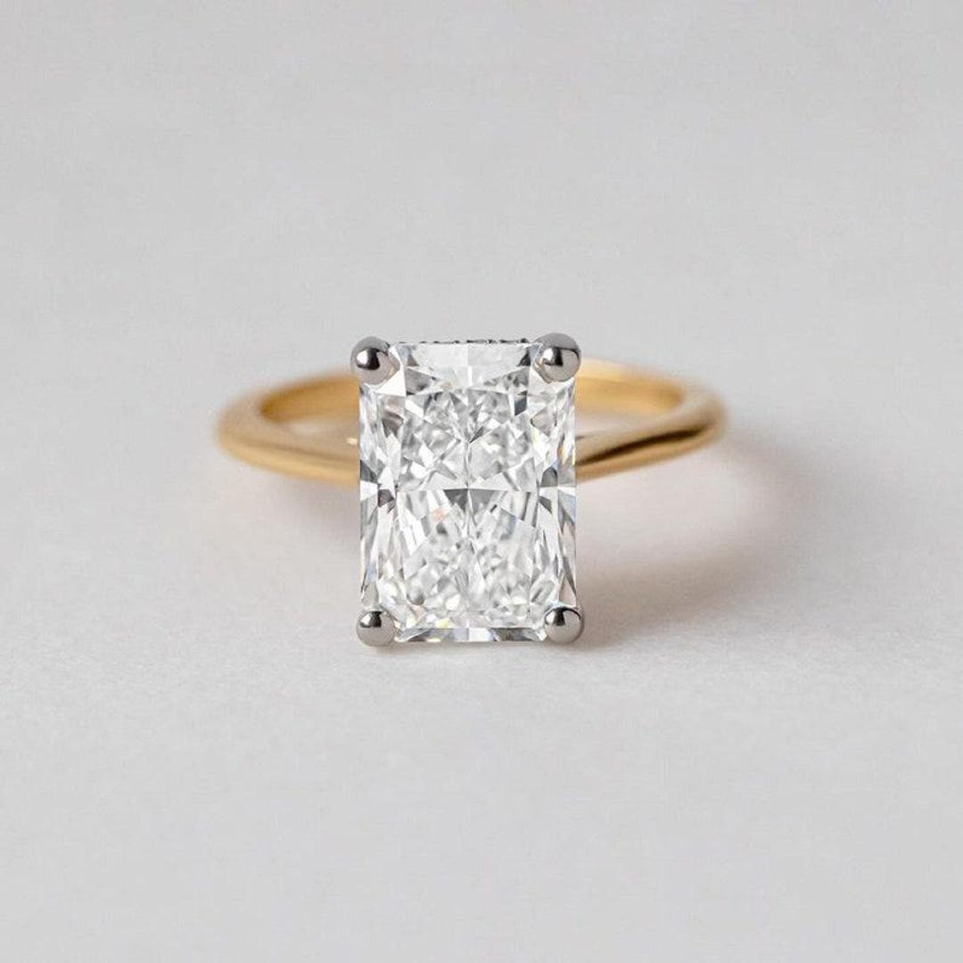 Art Deco 4.5 CT Iced Out Radiant Moissanite Solitaire 14k Solid Gold ...