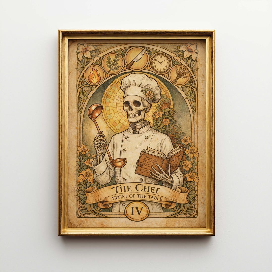 Poster Tarot: Chef Art Nouveau Print, Alphonse Mucha Style Kitchen Art ...