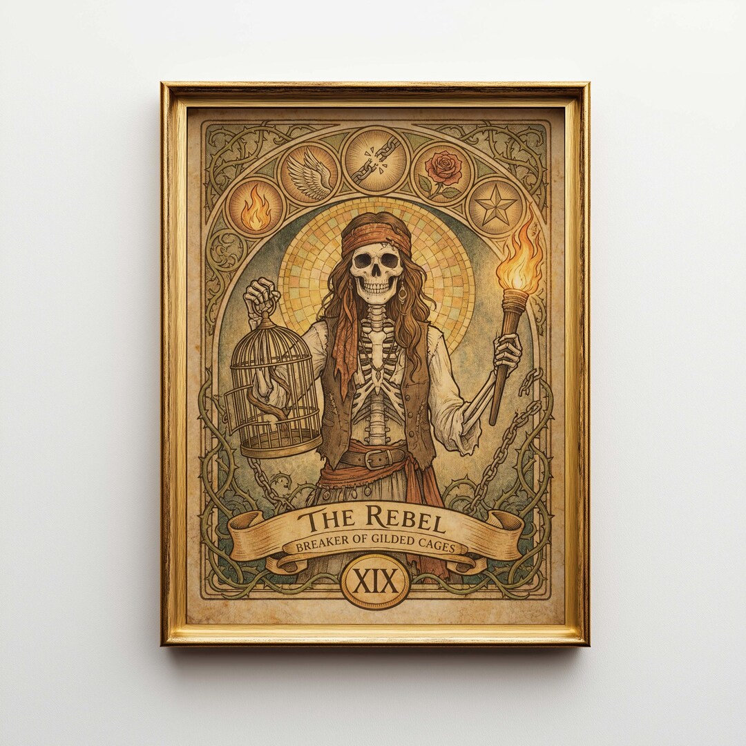Poster Tarot Canvas: the Rebel Art Nouveau Style Skeleton Print ...