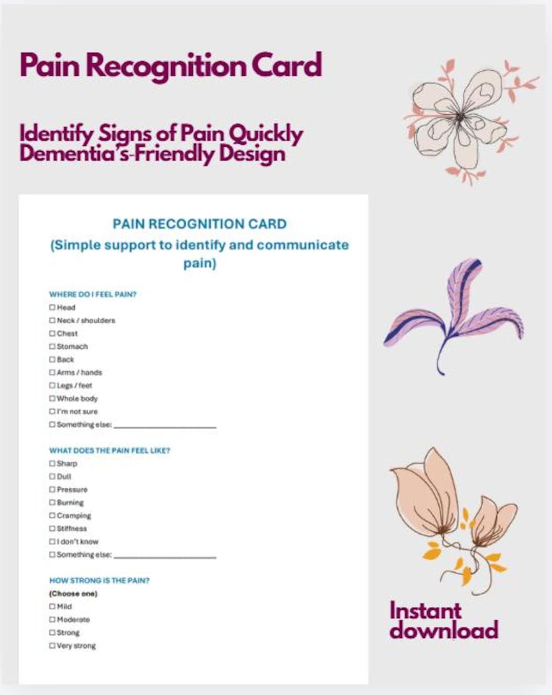 Pain Recognition Card for Dementia | Gentle Communication Support ...