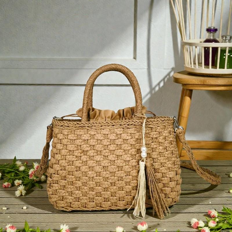 Straw Handbags With Pearl - Etsy
