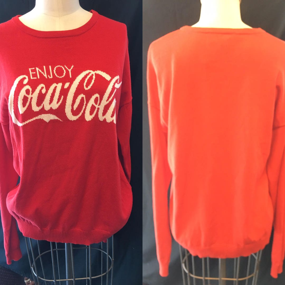 Coca Cola Red Themed Pullover Sweater Large Medium - Etsy