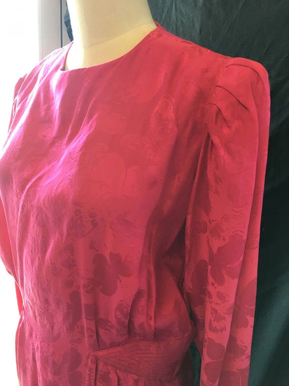 1980 vintage dress raspberry silk medium large - Gem