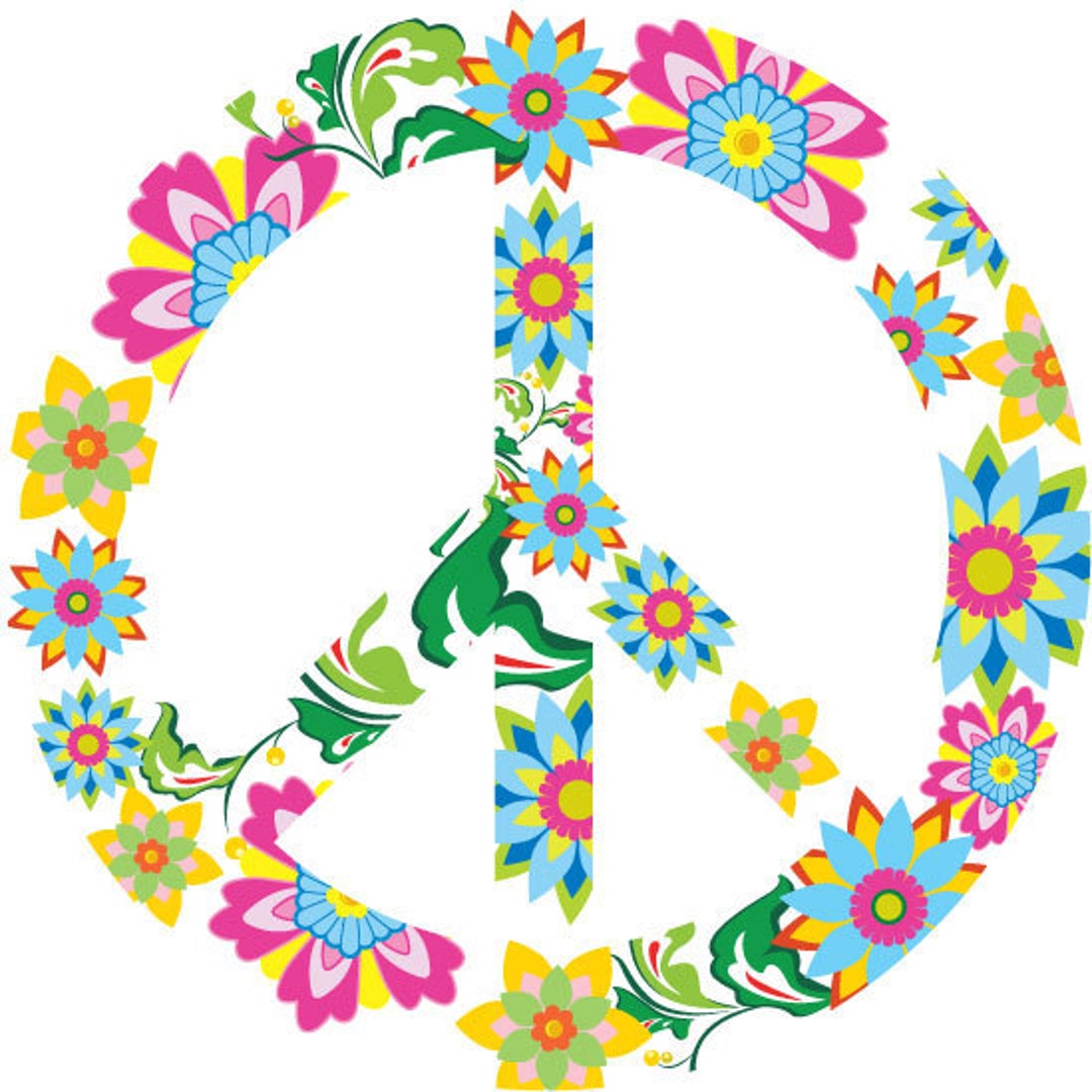 Kids Peace Sign Vinyl Wall Decal Flowers Leaves Vine - Etsy