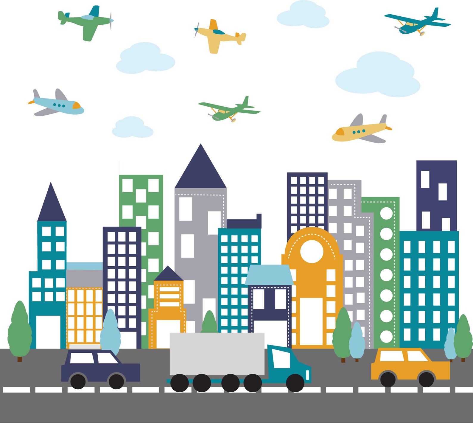 Wall Decals / Kids Wall Decals / City Decal / Buildings Decal / Vinyl ...