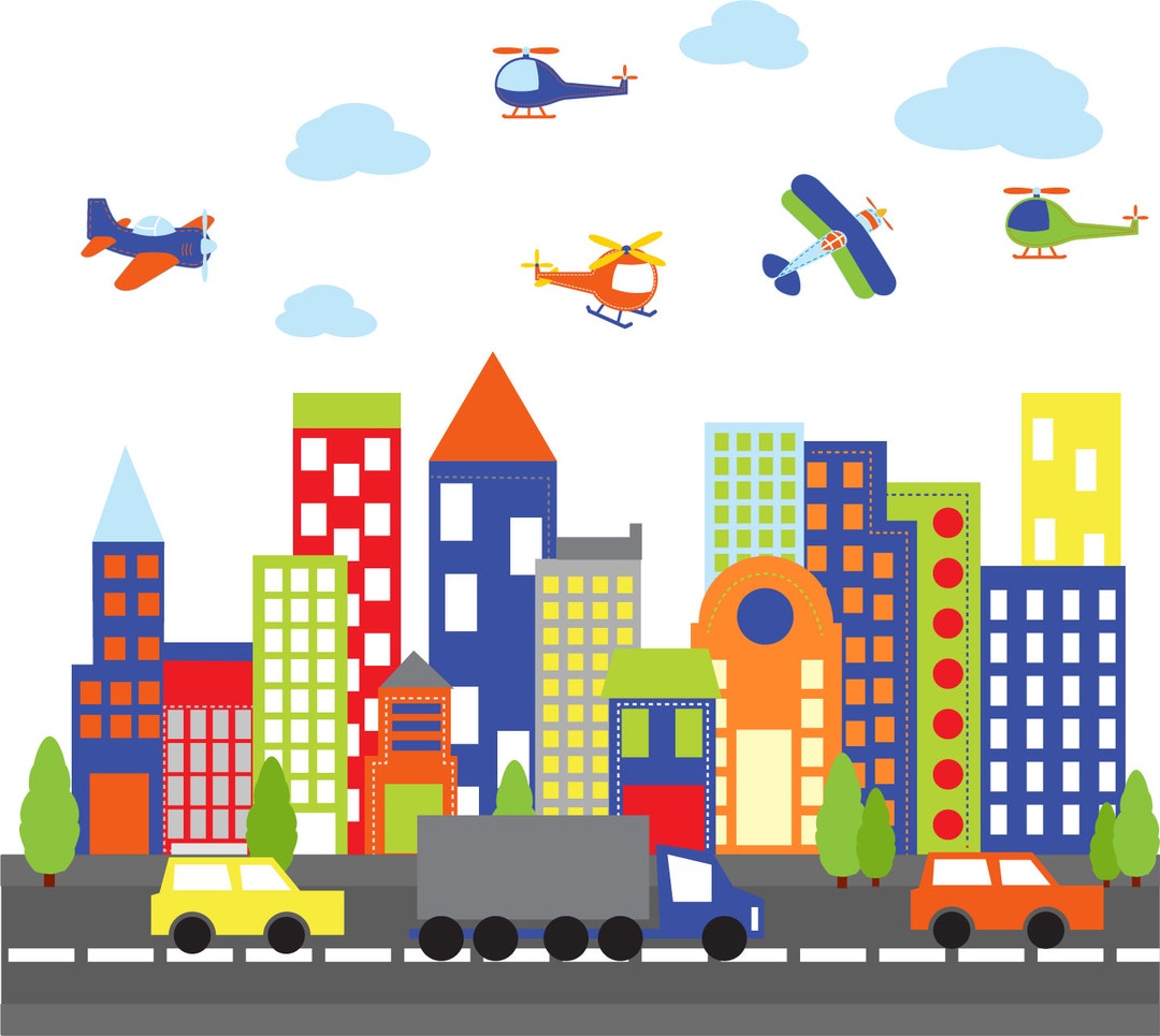 Wall Decals - Kids Wall Decals - City Decal - Buildings Decal - Vinyl ...