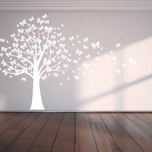 Wall Decals - Nursery Decals - Butterfly Tree Decal - Blowing Tree ...