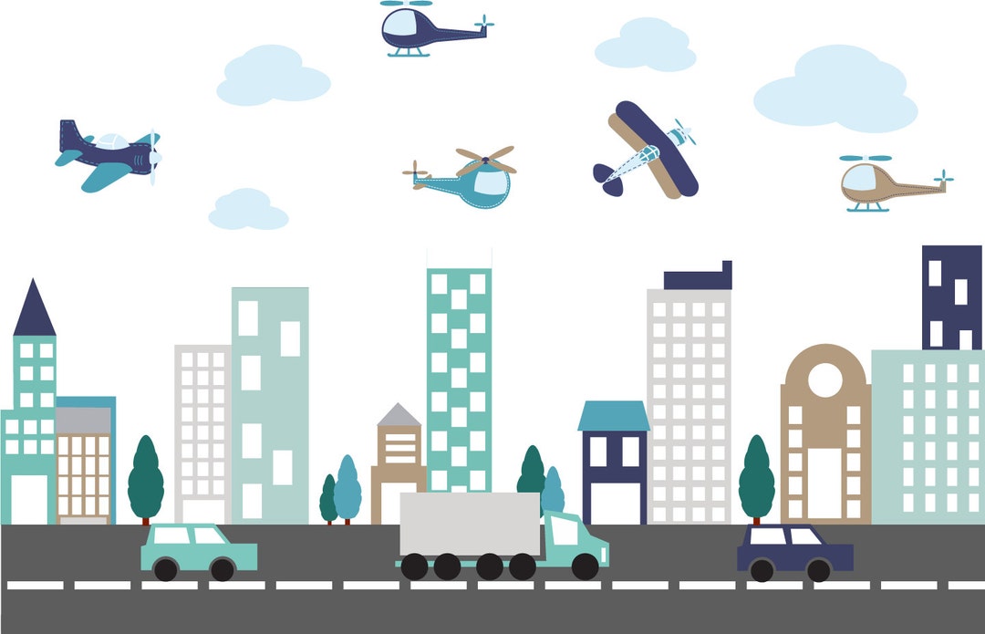 Wall Decals - Kids Wall Decals - City Decal - Buildings Decal - Vinyl ...