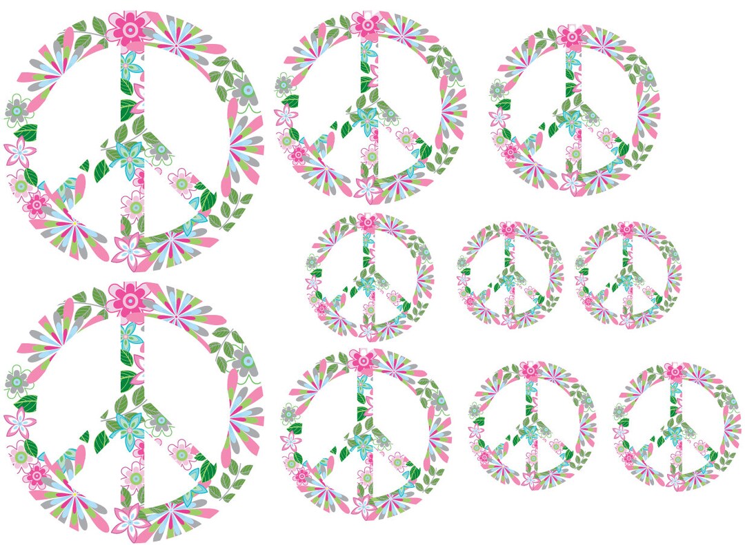 Peace Sign Decal Set of 10 Vinyl Wall Art Decal - Etsy