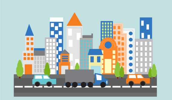 Wall decals Kids wall decals city decal buildings decal | Etsy