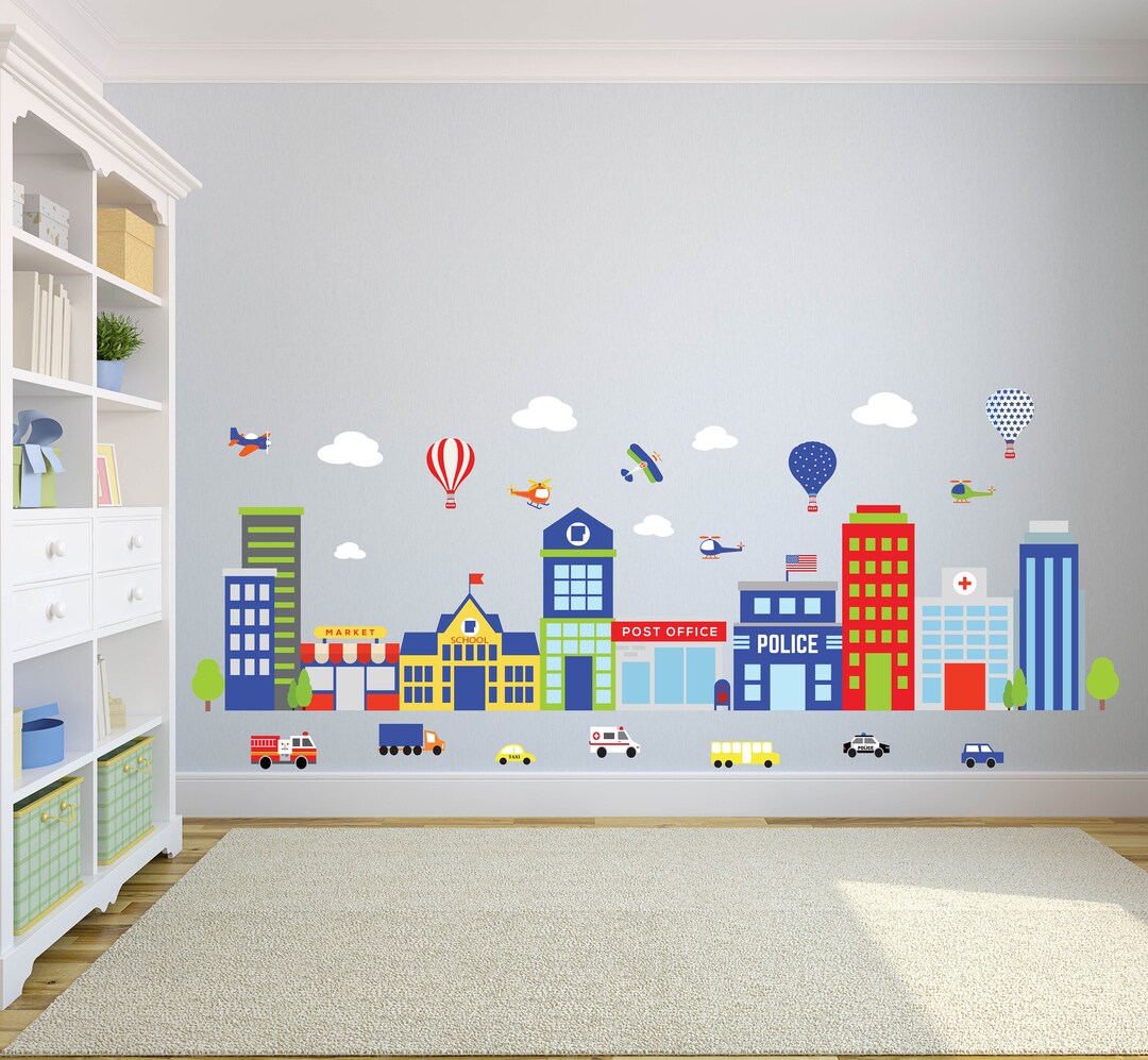 Nursery Wall Decal / City Decal / Building Decal / Vinyl Wall Decal ...