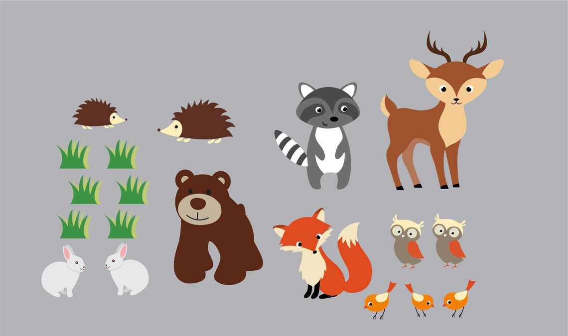 Animal decals / vinyl wall decal / woodland animals / nursery | Etsy
