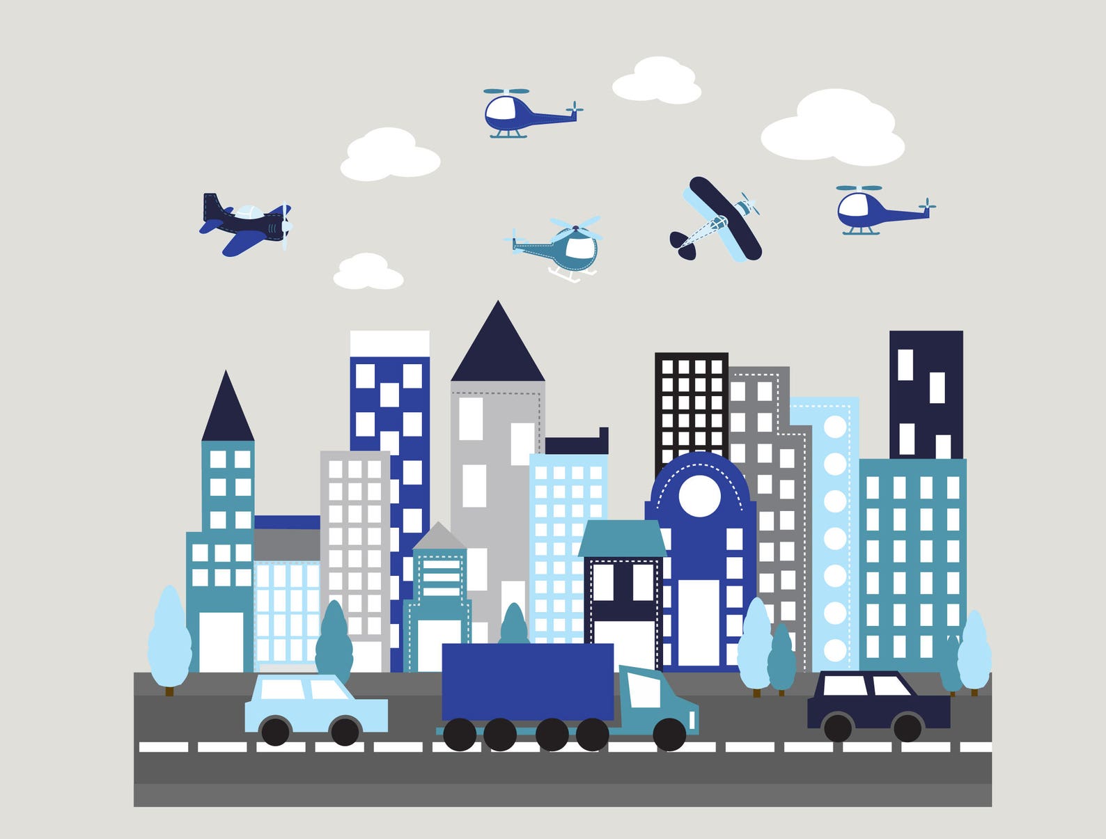Wall Decals- Kids Wall Decals- City Decal- Buildings Decal- Vinyl Wall ...