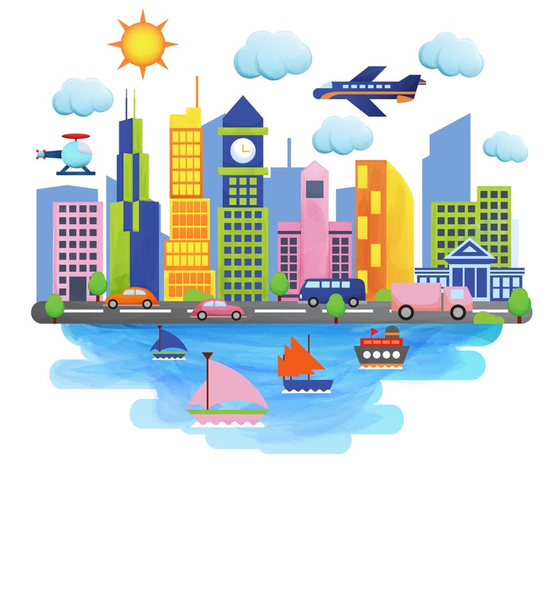 Wall Decals / Kids Wall Decals / City Decal / Buildings Decal | Etsy