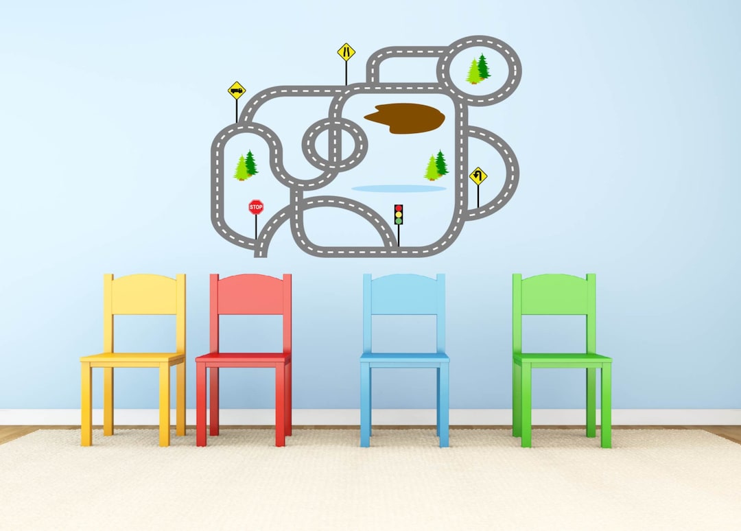 Children's Decals - Race Car Track - Street Sign Decals - Vinyl Wall ...