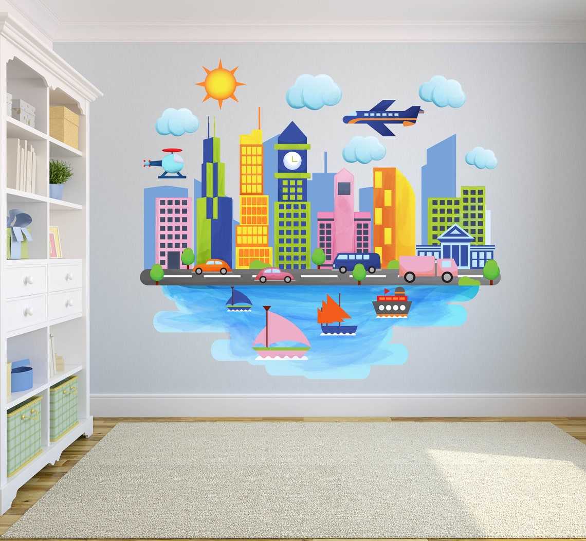 Wall Decals / Kids Wall Decals / City Decal / Buildings Decal | Etsy
