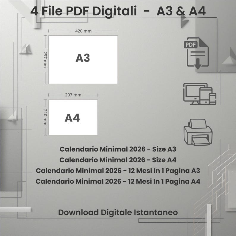 2026 Italian Monthly Horizontal Calendar A3 A4 Printable PDF - Etsy