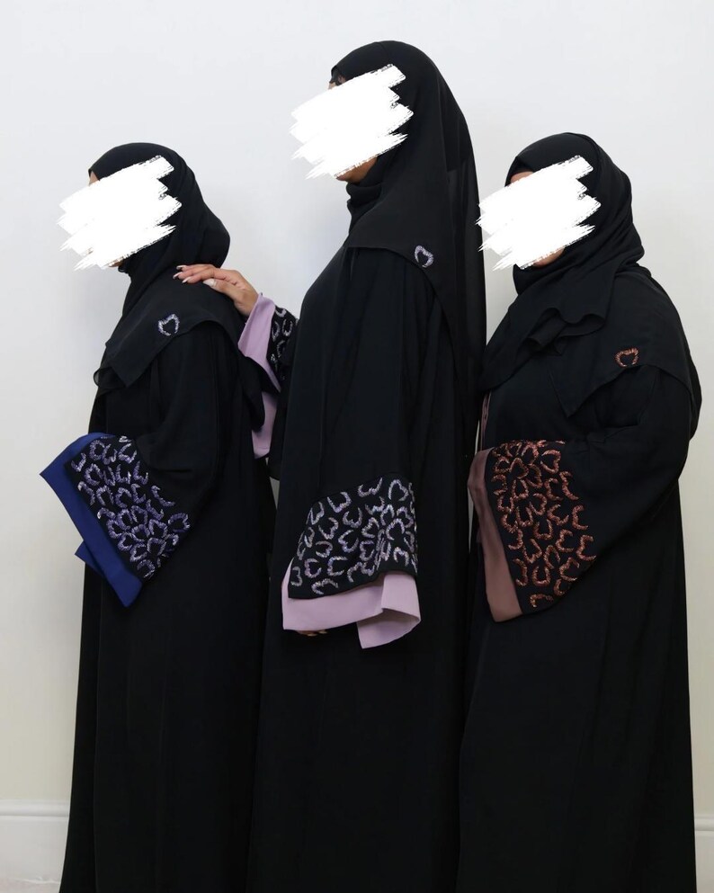 Hand Embroidered Abaya With Matching Scarf – Nida Fabric, Eid ...